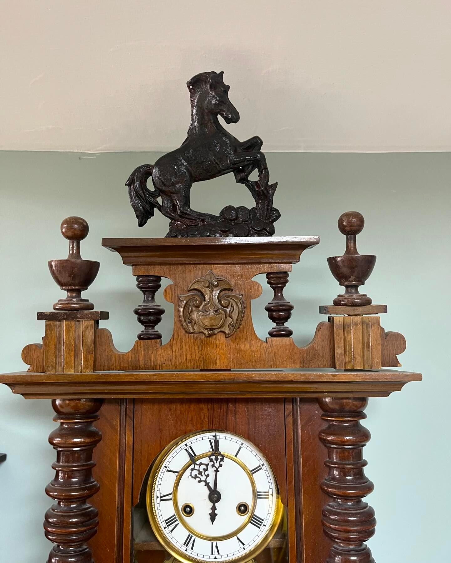 Antique German Wall Clock With Chain Wind and Gong Chime | 80x27 Cm ...