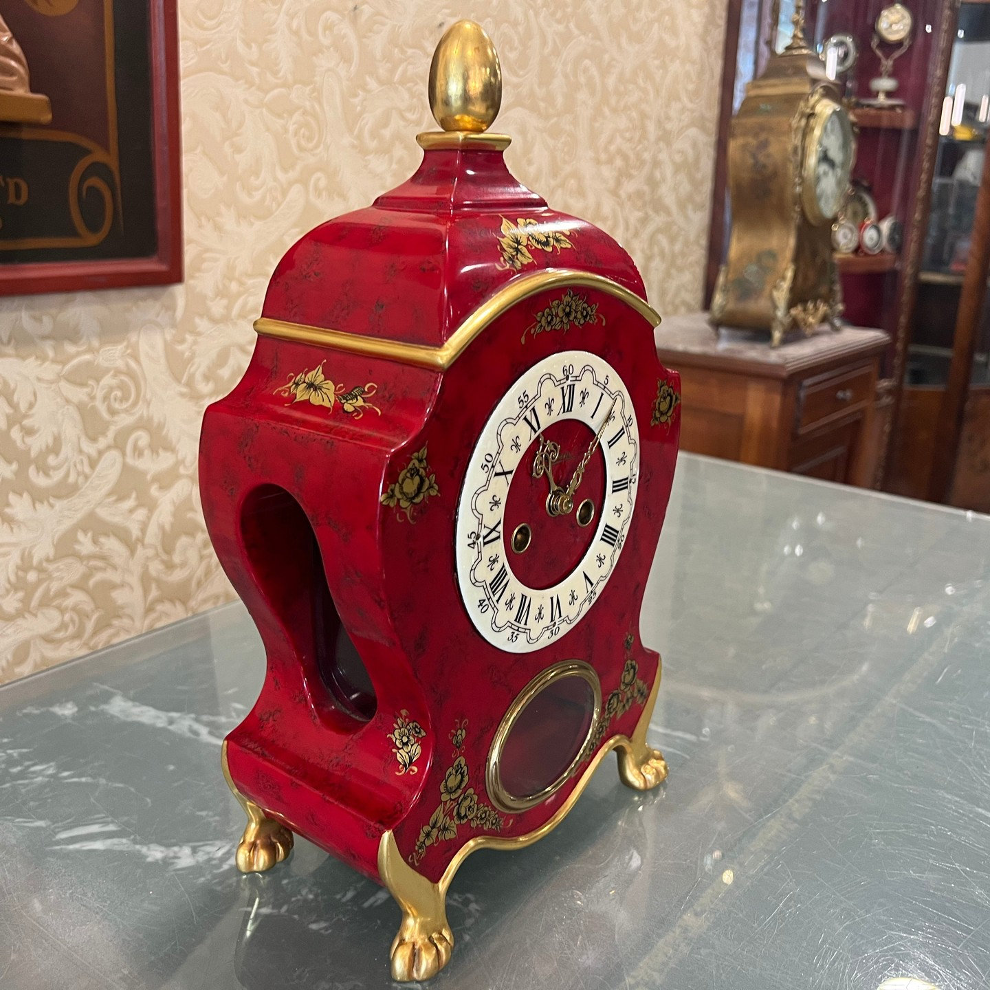 Collectible Antique Schmid Porcelain Dial Mantel Clock - Double Wind ...