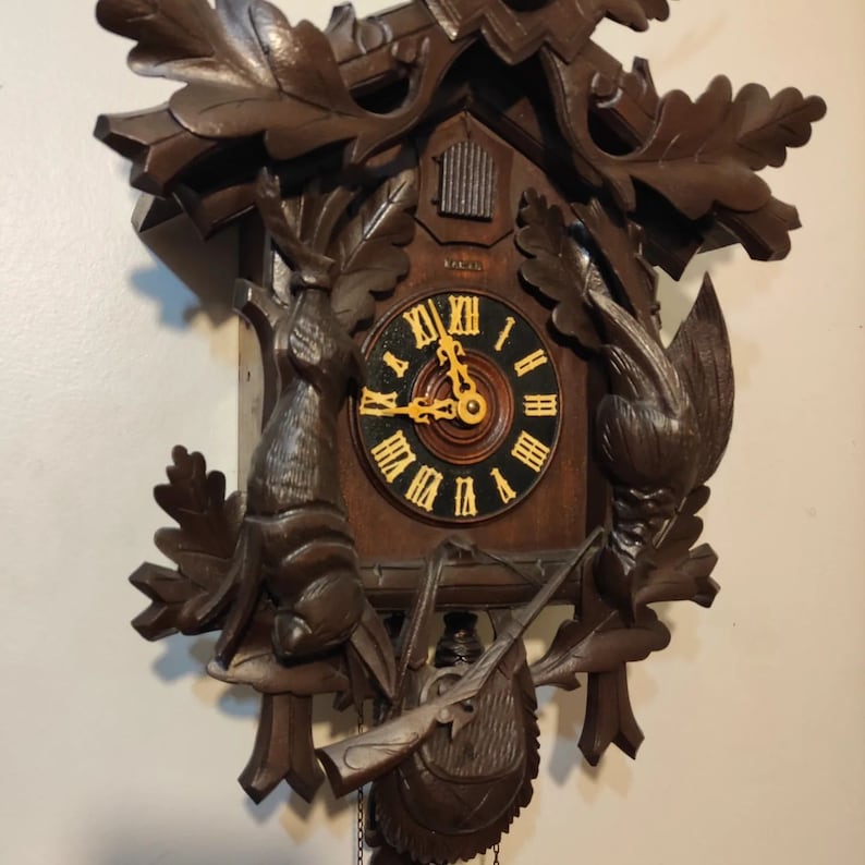 Rare 1930s/40s German Kaiser Giant Hunter-themed Mechanical Cuckoo ...