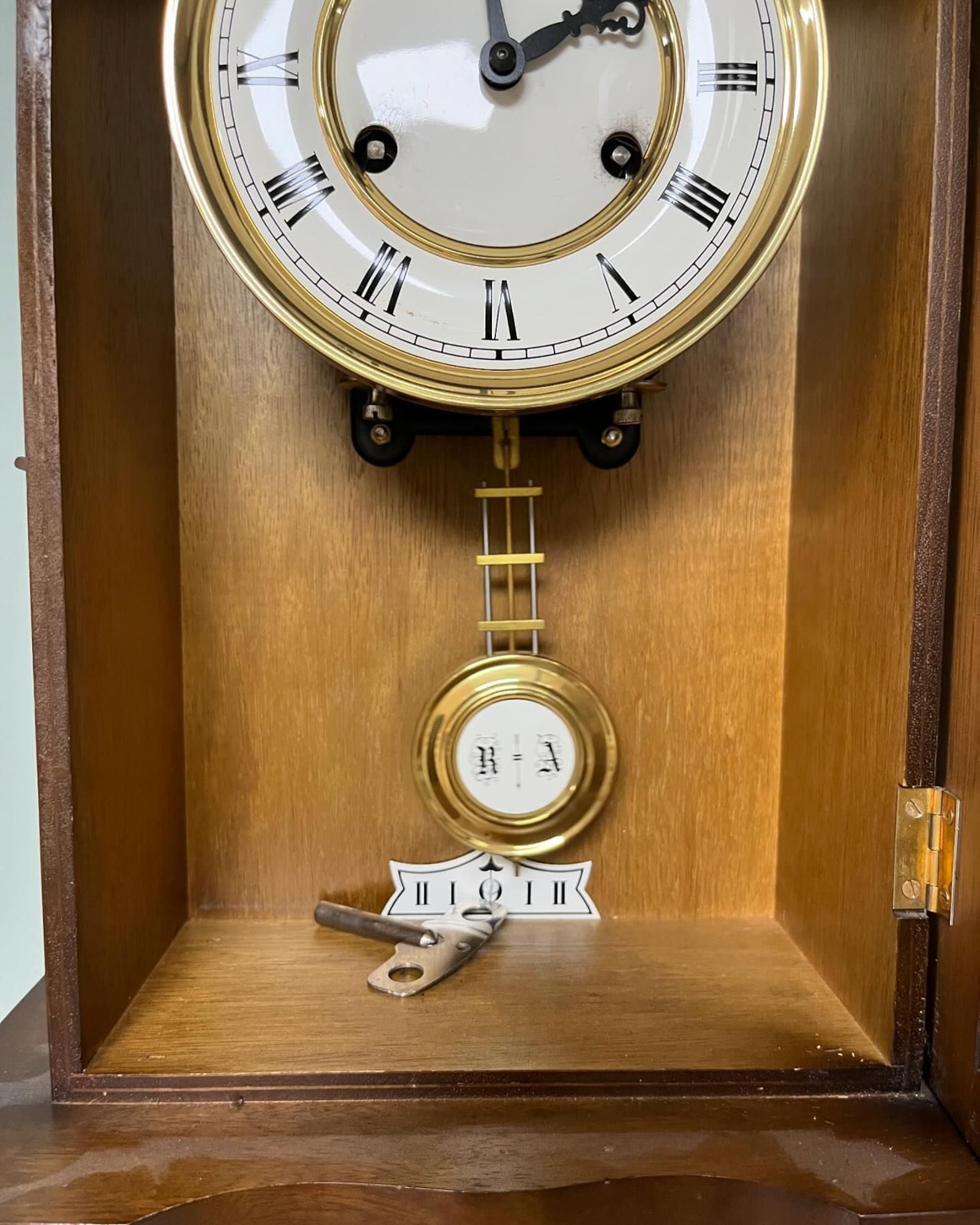 Antique German Wall Clock With Key Wind and Gong Chime | 58x28 Cm ...