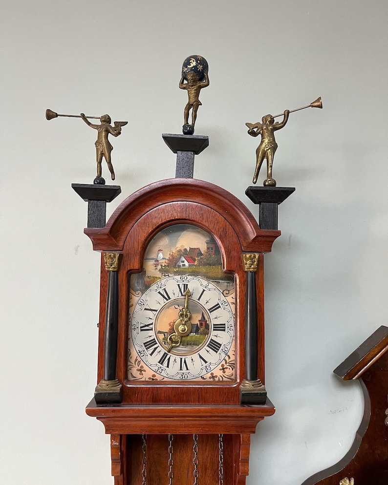 Antique Dutch Wall Clock With Chain Wind and Gong Chime | 70x20 Cm ...