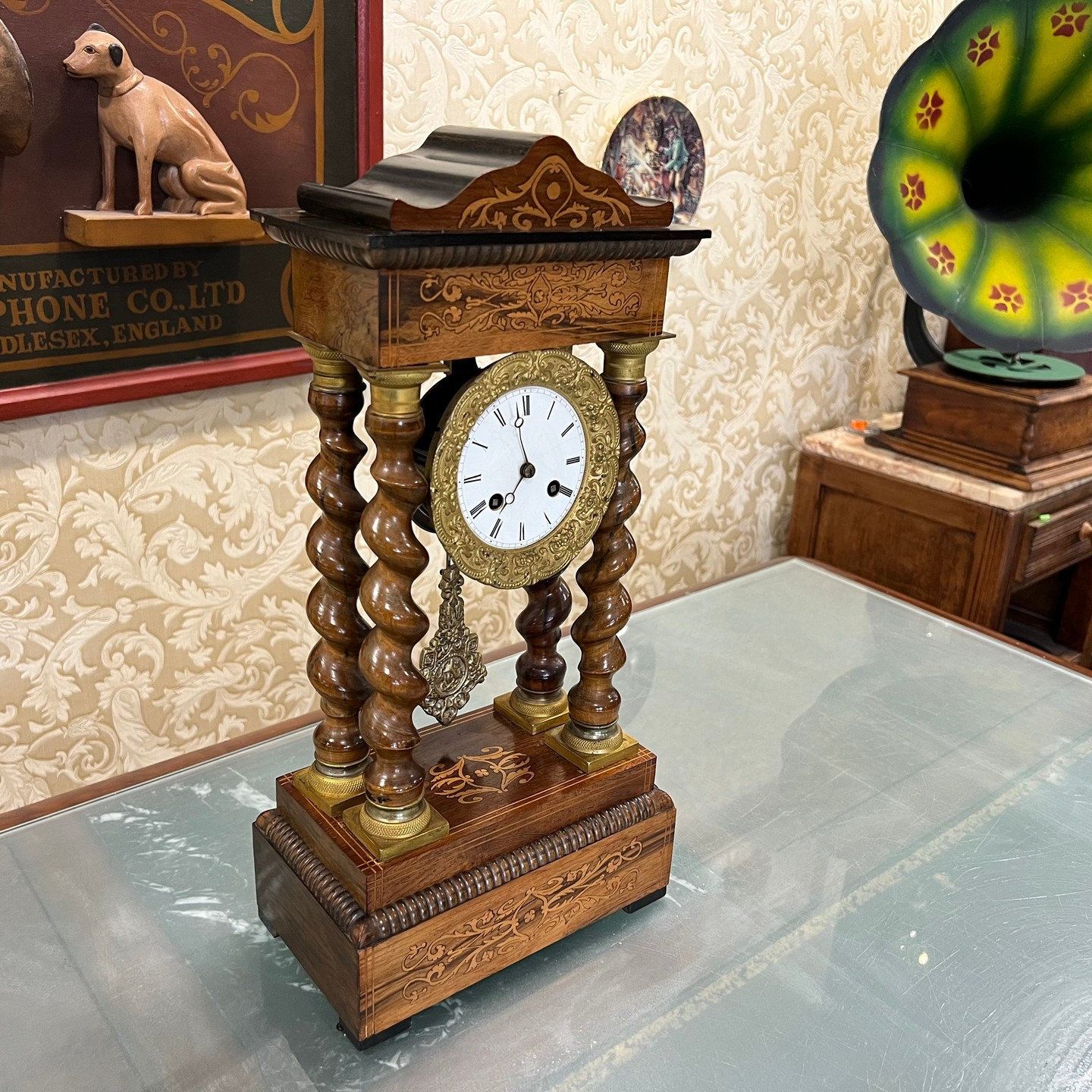 Elegant French Marquetry Wood Clock - High Condition, Fully Functional ...