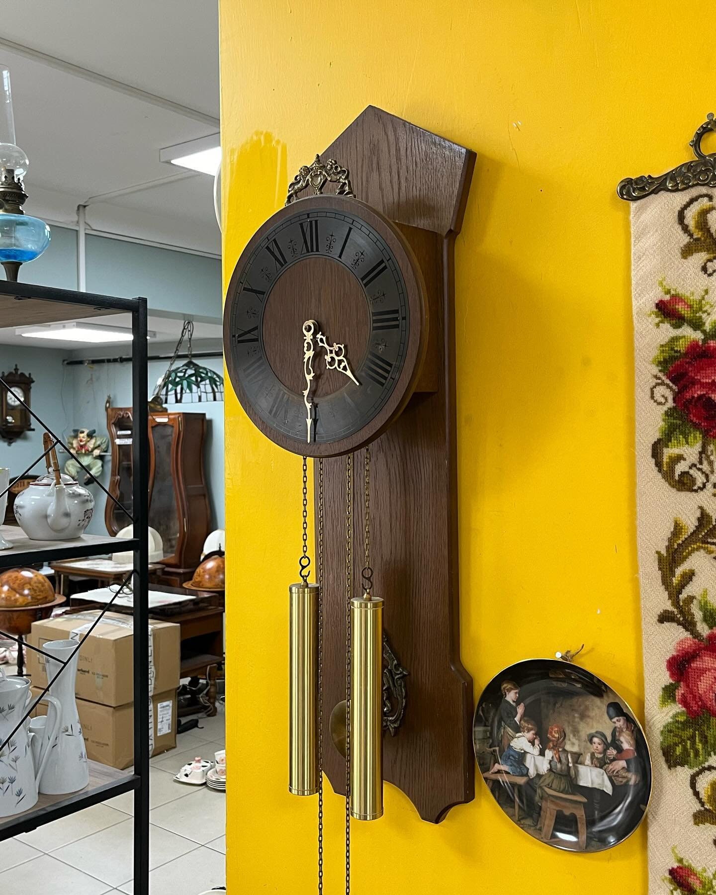 Antique German Wall Clock With Chain Wind and Gong Chime | 80x27 Cm ...