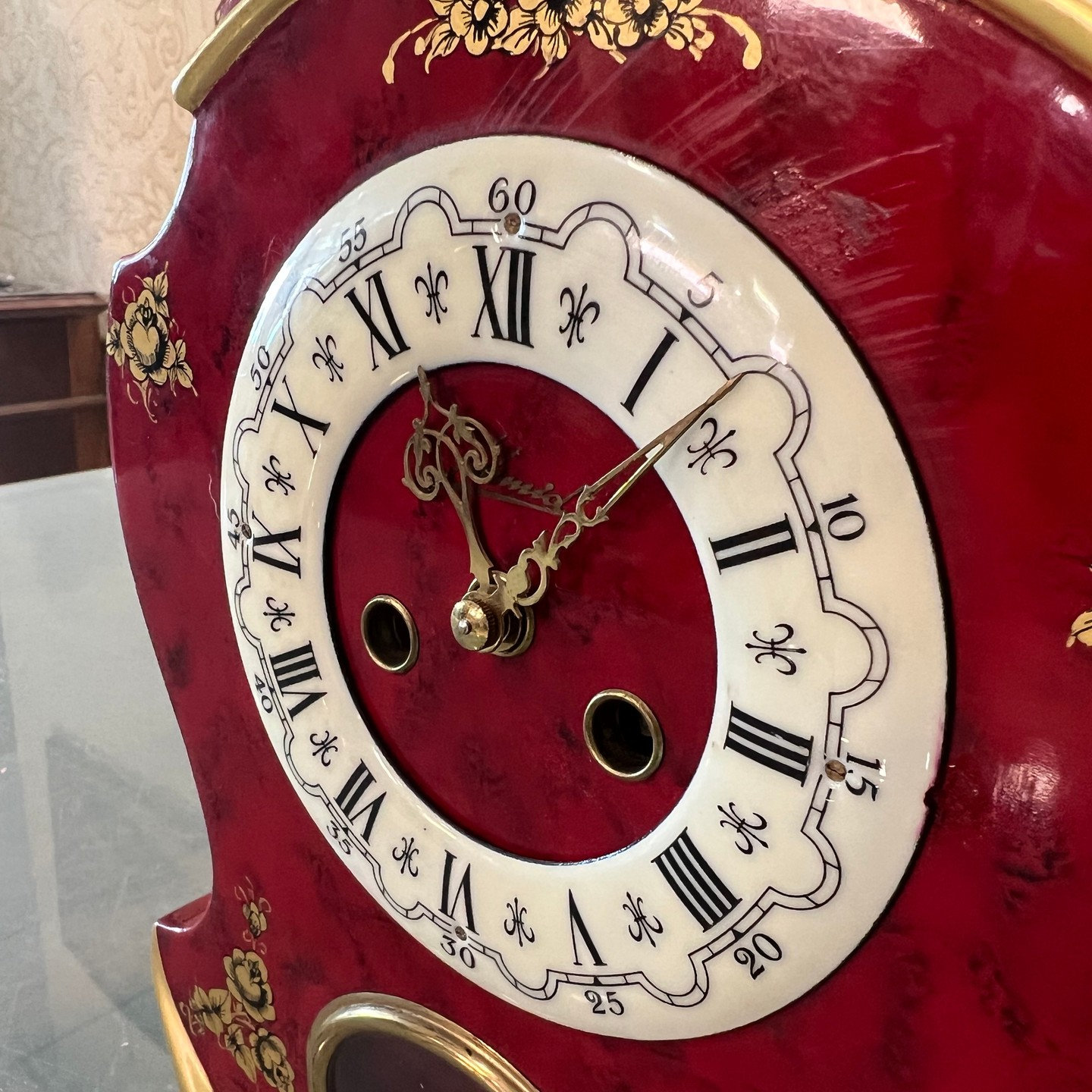Collectible Antique Schmid Porcelain Dial Mantel Clock - Double Wind ...