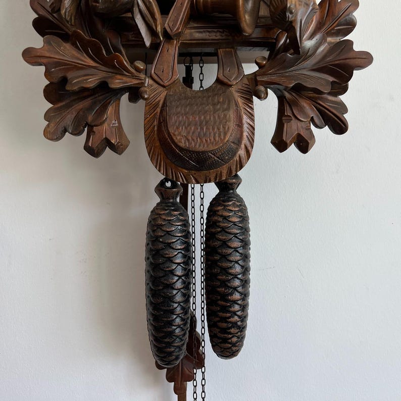 Antique 80cm German Hunter Cuckoo Clock | Carved Black Forest Chalet ...