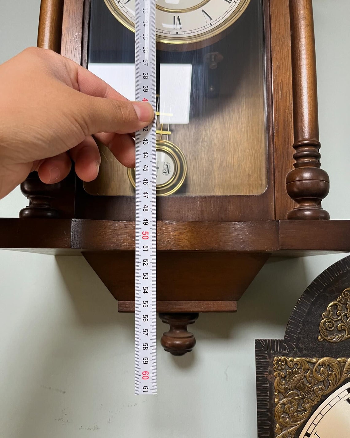 Antique German Wall Clock With Key Wind and Gong Chime | 58x28 Cm ...