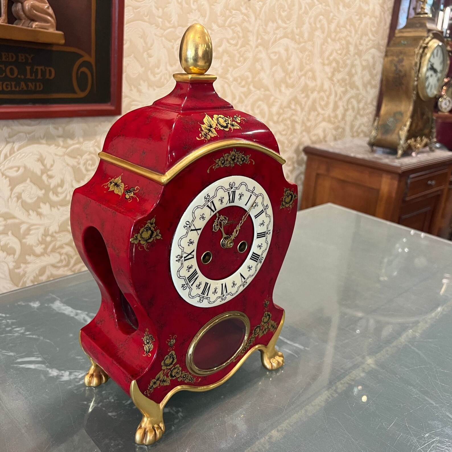 Collectible Antique Schmid Porcelain Dial Mantel Clock - Double Wind ...