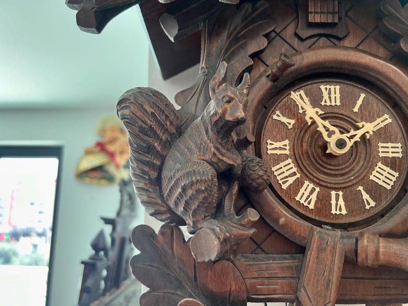 Large German Carved Cuckoo Clock - Antique Collectible in Excellent ...