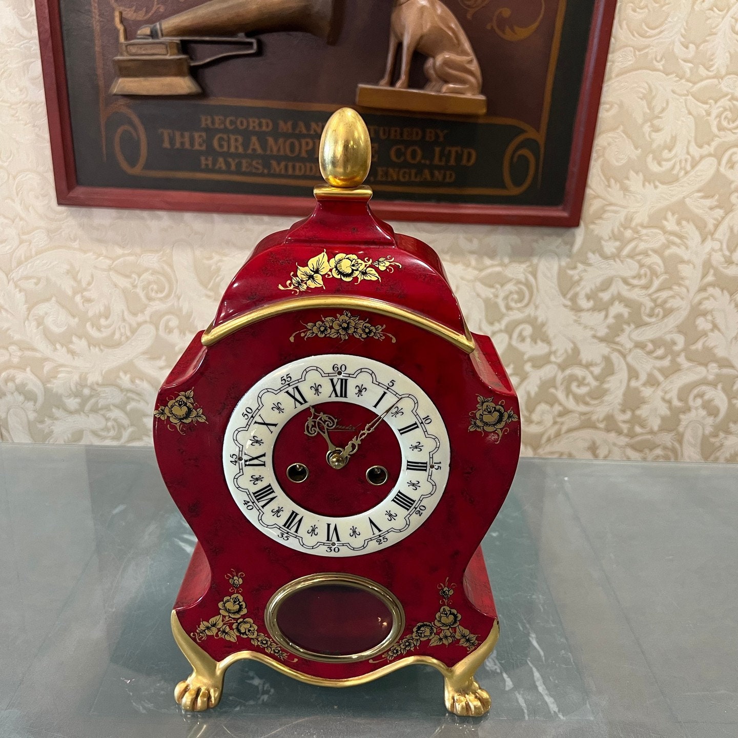 Collectible Antique Schmid Porcelain Dial Mantel Clock - Double Wind ...