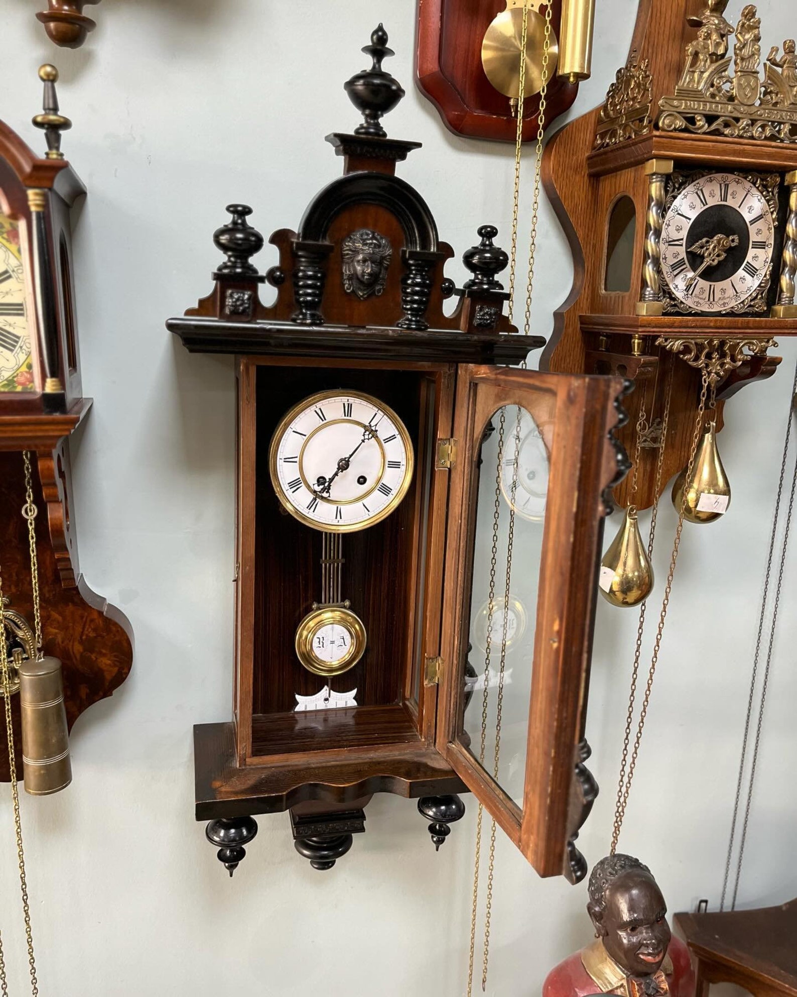 Antique Wall Clock With Wind-up Mechanism and Gong Chime | 80x35 Cm ...