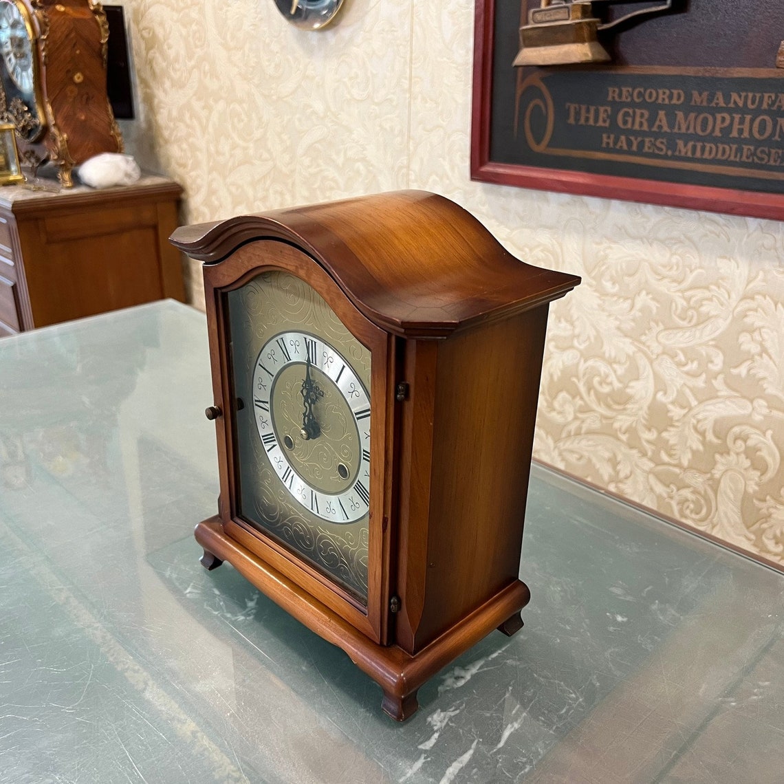 Collectible Zentra Double Wind Wooden Mantel Clock | Excellent ...