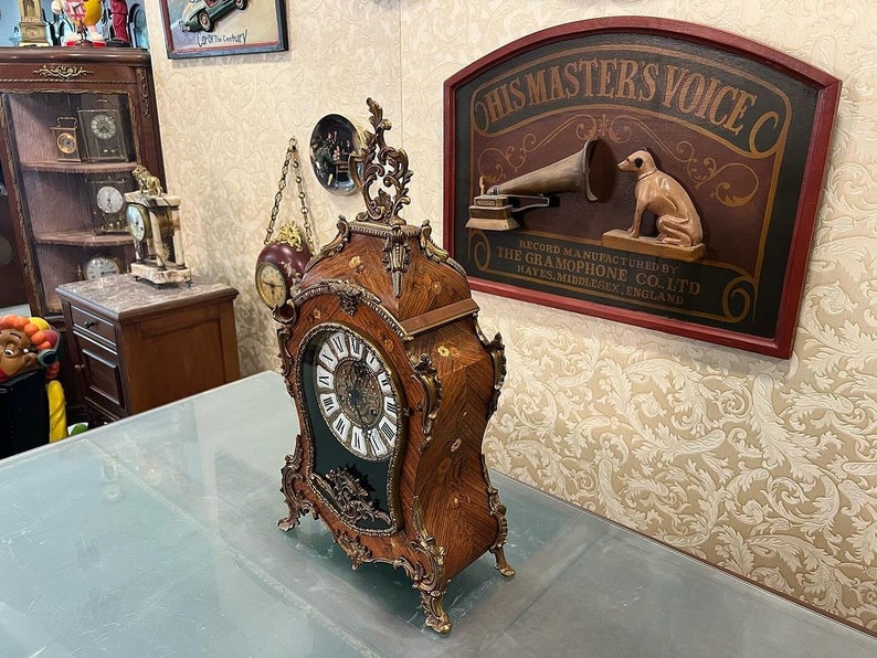 Antique French 1890s Marquetry Fireplace Clock - High Condition ...