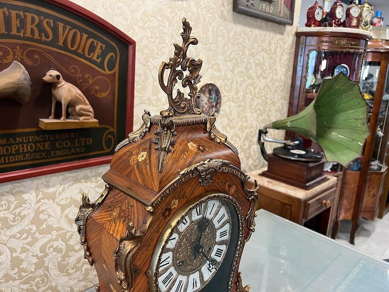 Antique French 1890s Marquetry Fireplace Clock - High Condition ...