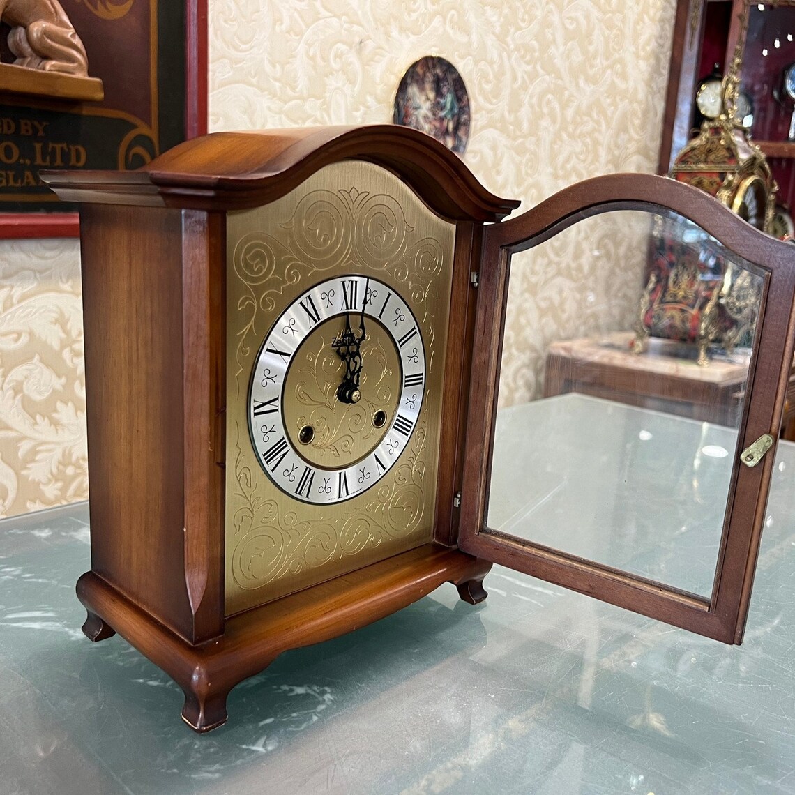 Collectible Zentra Double Wind Wooden Mantel Clock | Excellent ...