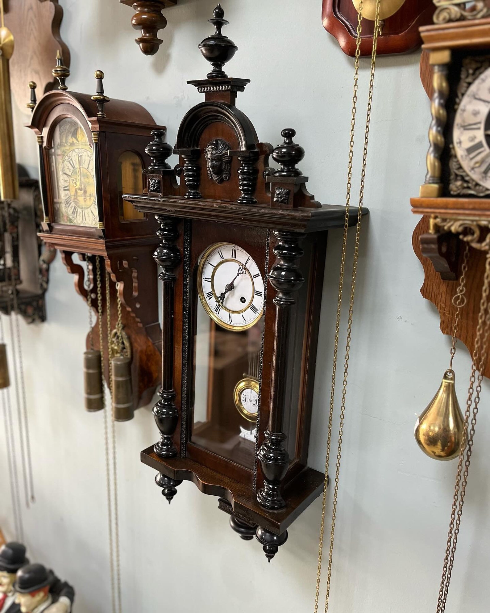 Antique Wall Clock With Wind-up Mechanism and Gong Chime | 80x35 Cm ...