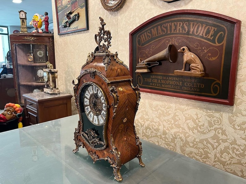 Antique French 1890s Marquetry Fireplace Clock - High Condition ...