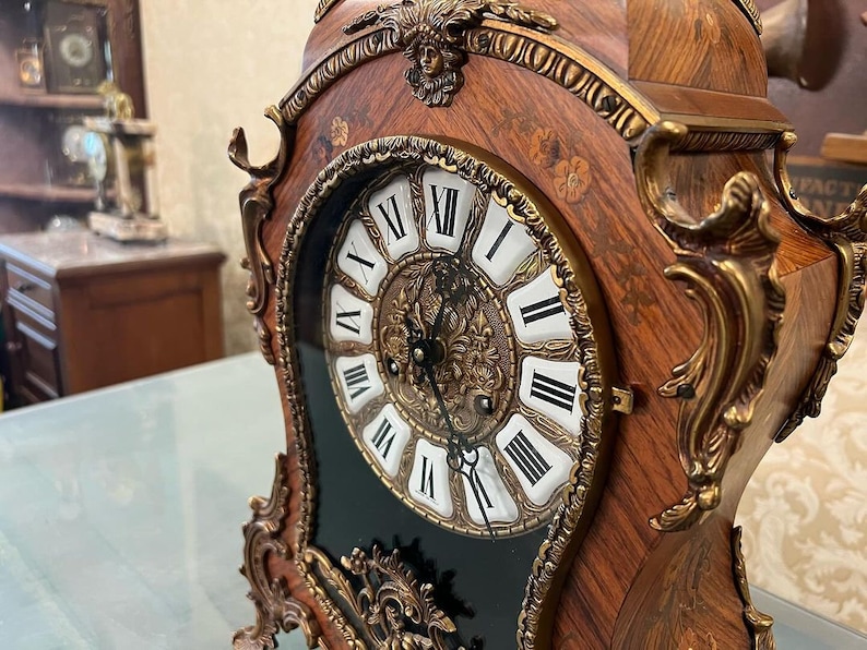 Antique French 1890s Marquetry Fireplace Clock - High Condition ...