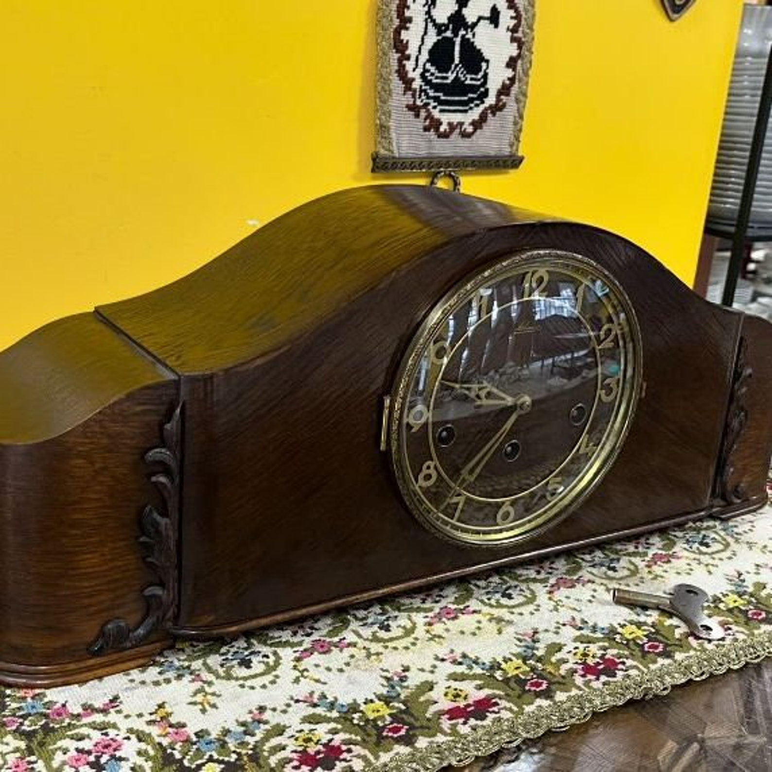 Antique Hermle Mantel Clock With Triple Wind-up Mechanism and Gong ...