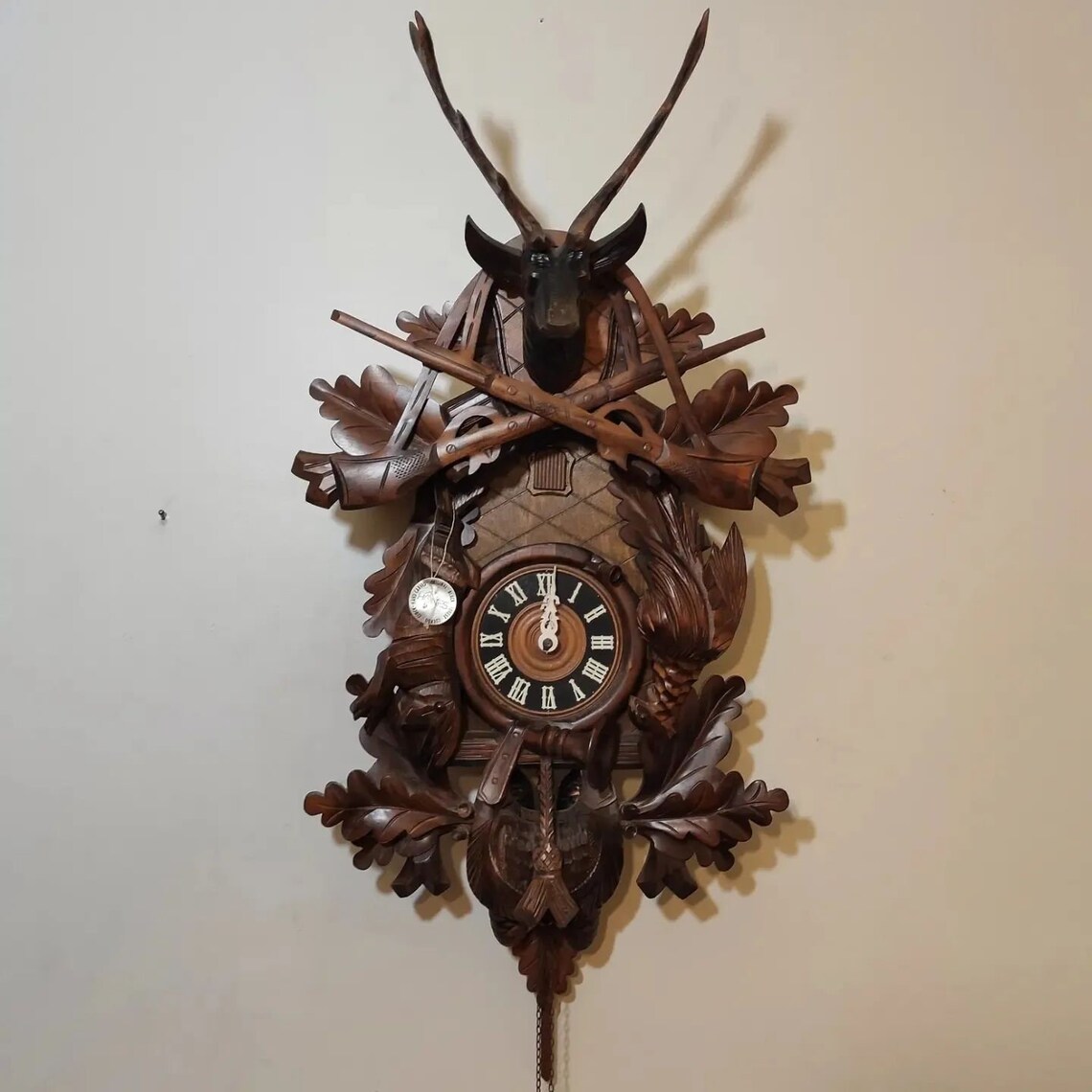 Rare 1960s/70s German Hönes Giant Hunter-themed Mechanical Cuckoo Clock ...