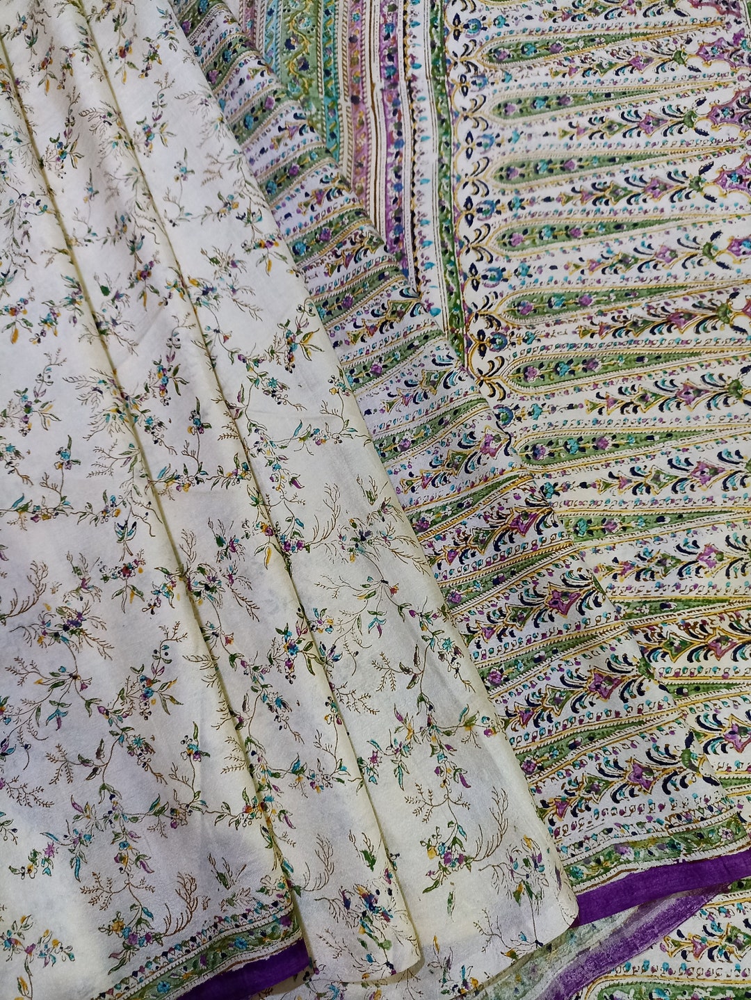 Vintage Seide Sari Frauen tragen 100% reine Seide Sari Stoff 5 - Etsy.de