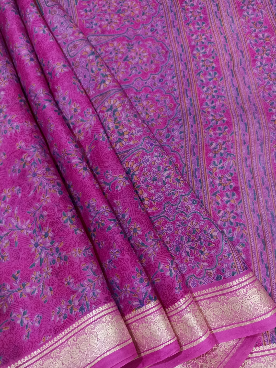 Vintage Seide Sari Frauen tragen 100% reine Seide Sari Stoff 5 Yard ...
