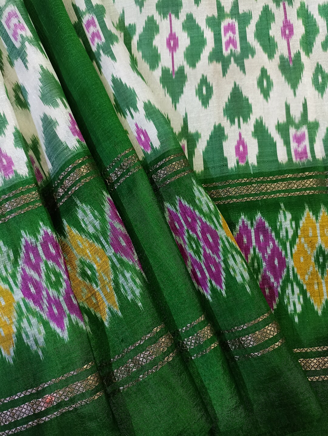 Vintage Seide Sari 100% reine Ikat Patola Seide Frauen - Etsy.de