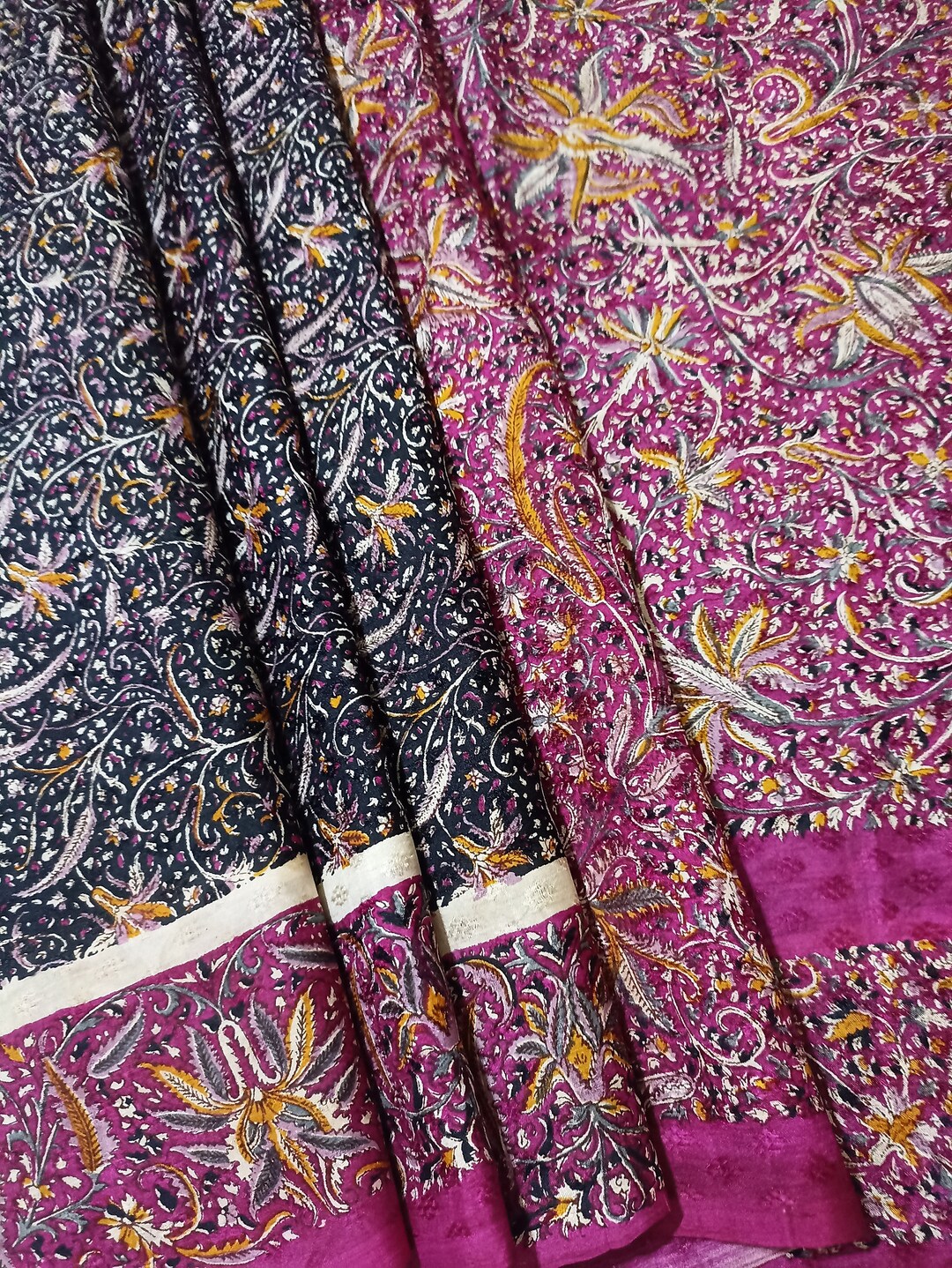 Vintage Silk Sari Women Wear 100% Pure Silk Sari Fabric 5 Yard Silk ...