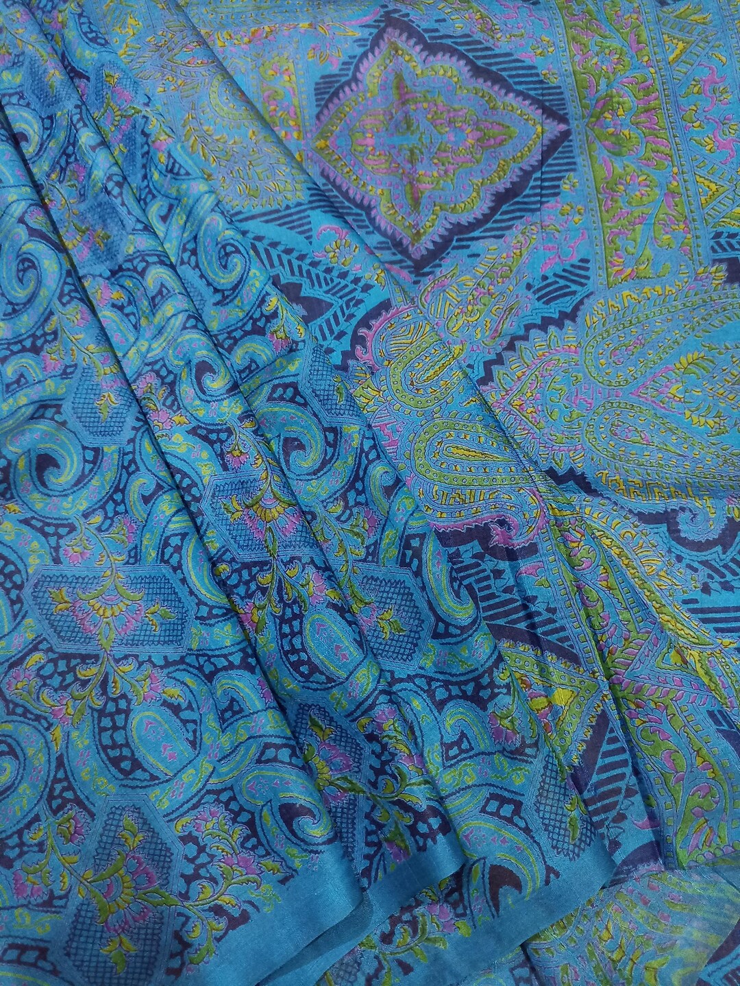 Vintage Seide Sari, Frauen tragen 100% reine Seide Sari-Stoff 5 Yard ...