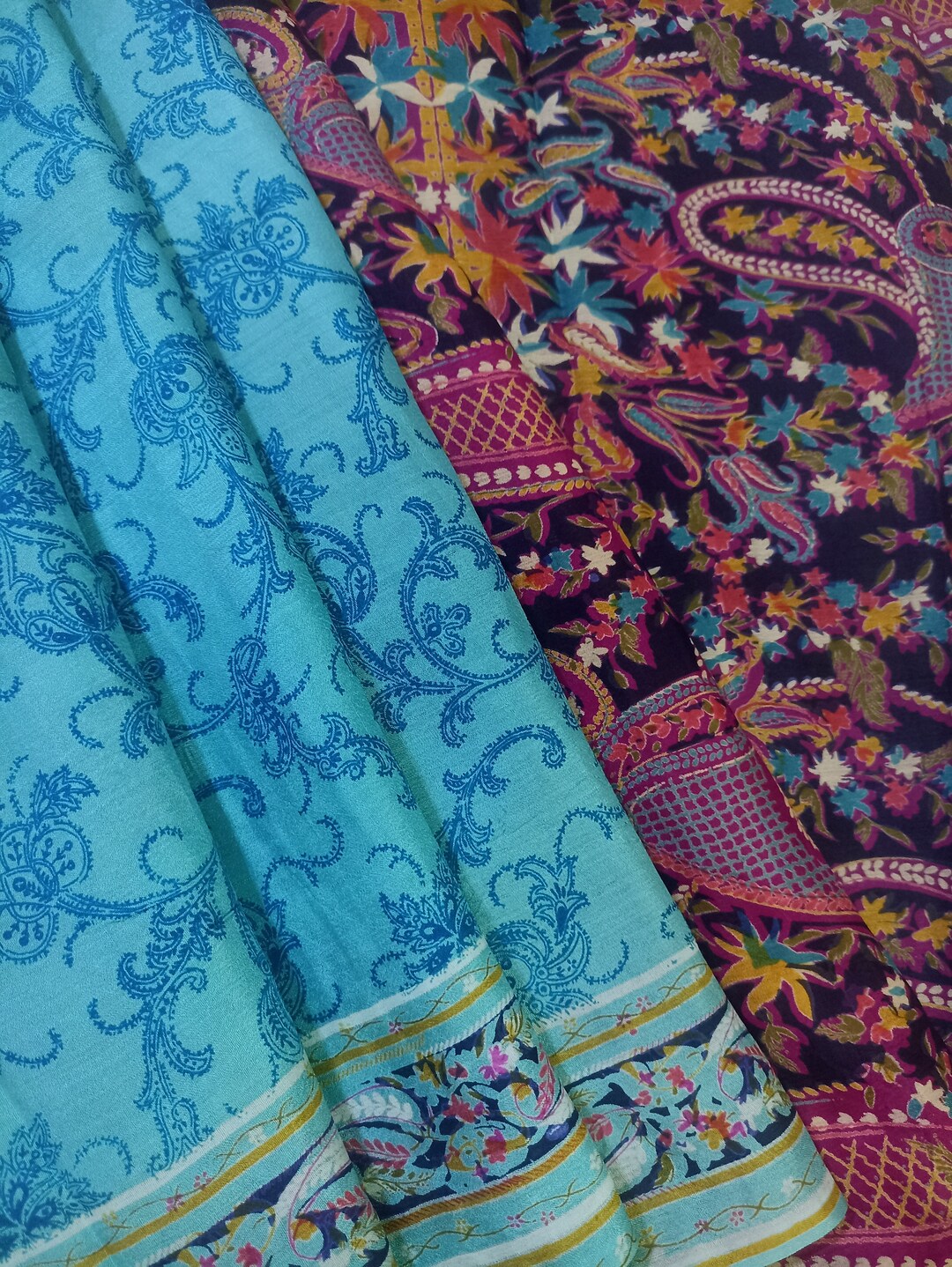 Vintage Seide Sari Frauen tragen 100% reine Seide Sari Stoff 5 Yard ...