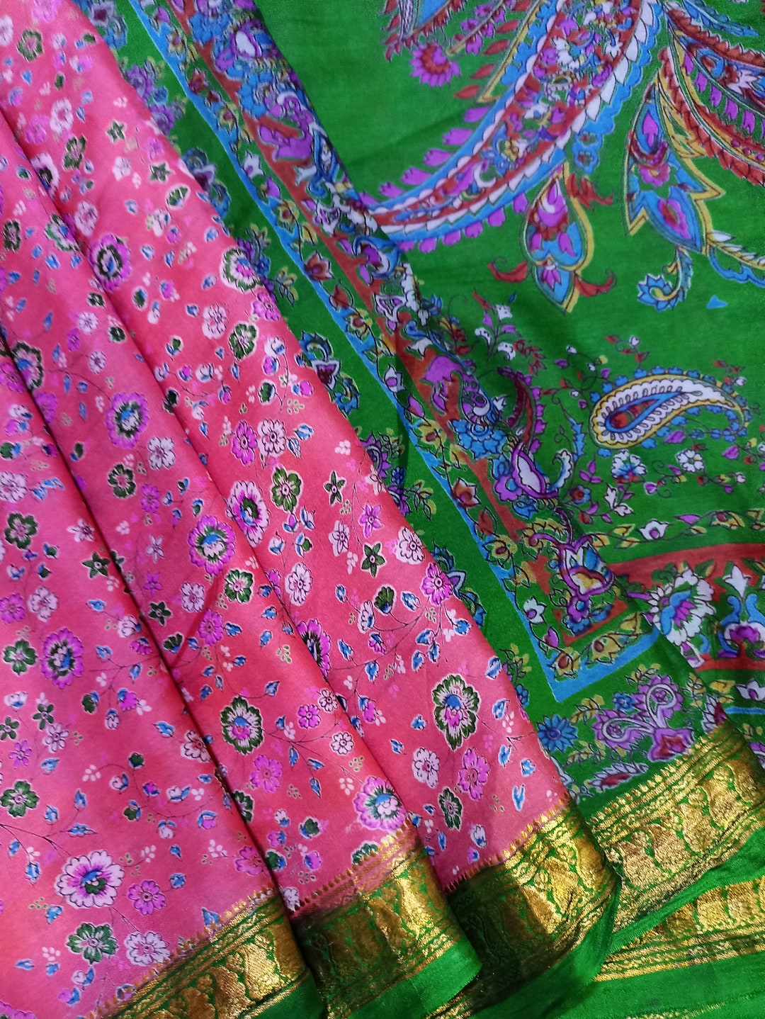 Vintage Seide Sari Frauen tragen 100% reine Seide Sari Stoff 5 Yard ...