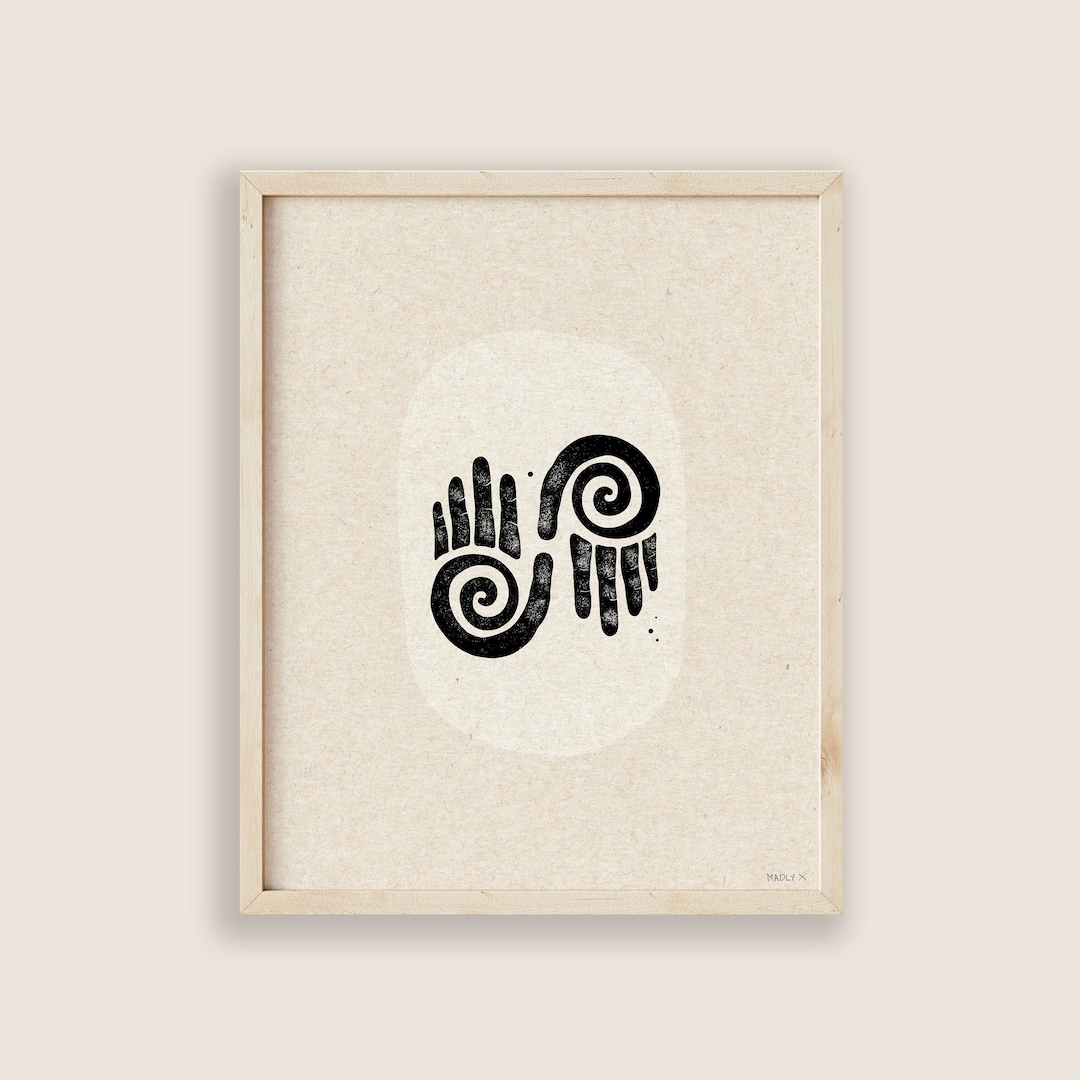 Zen Art, Hand Symbol, Printable Art, Vintage Inspired Art, Minimalistic ...