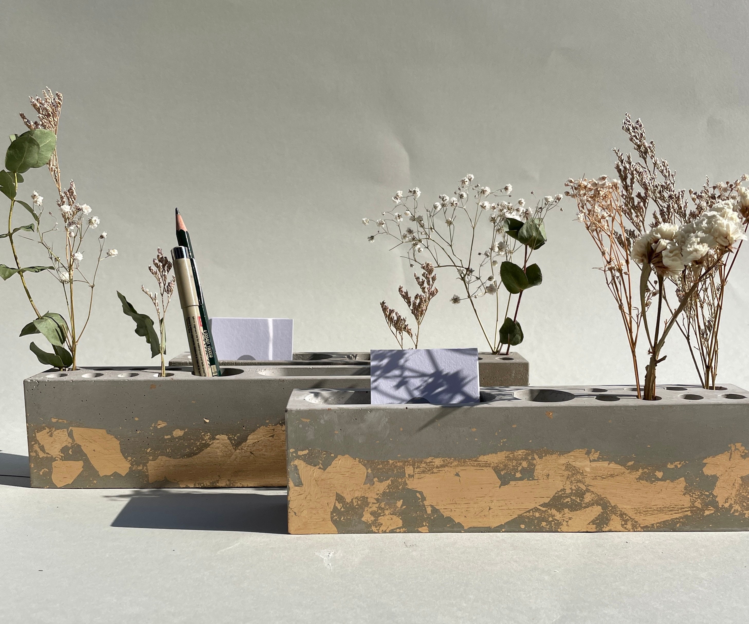 Schreibtischorganizer aus Beton mit Blattgold - Etsy.de