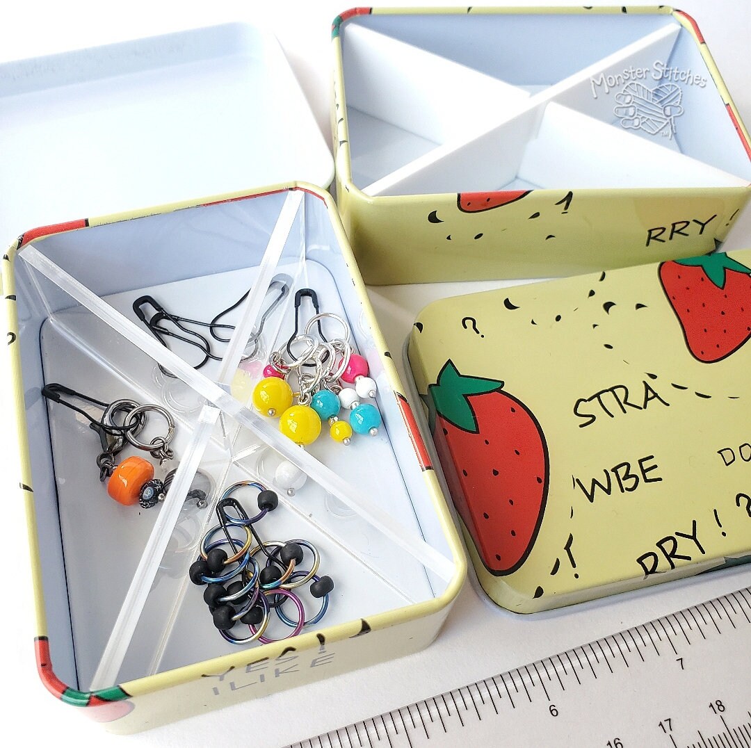 BOX | Patterned Tin Strawberry Organizer | Classic Tin for Notions ...