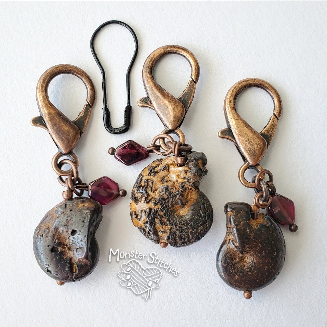 Jumbo Clasp SINGLE Ammonite Fossil With Garnet Accent Clasp Stitch ...