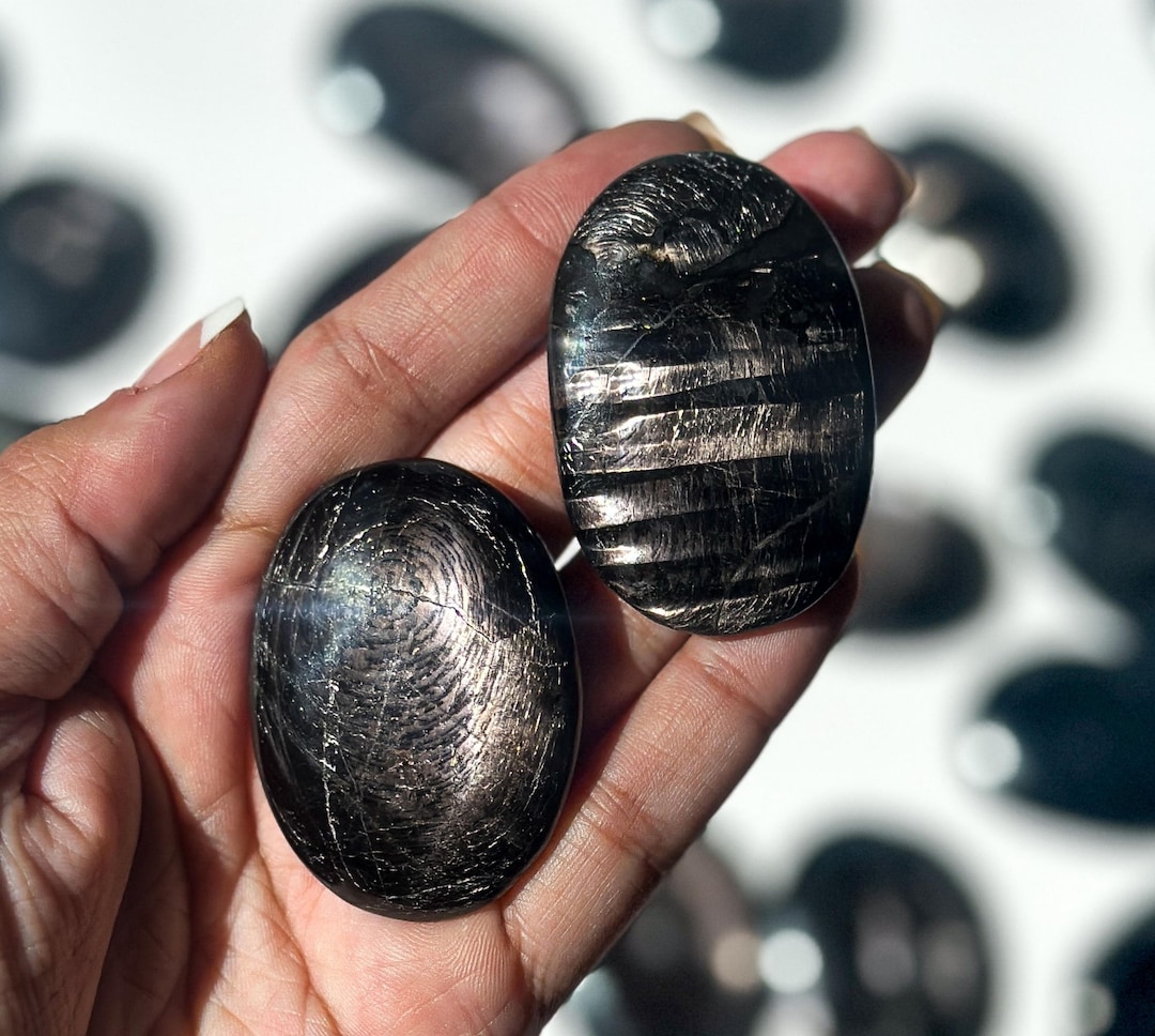 High Flash Hypersthene Palm Stones, Hand Polished Hypersthene Palm ...