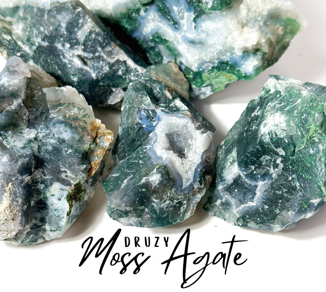 Raw Druzy Moss Agate ,NEW LOT Rough Druzy Moss Agate, Raw Druzy ...