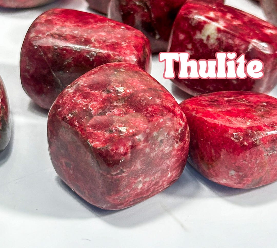 Hand Polished Thulite Tumbles From Norway, Tumbled Thulite, Dark Pink Thulite, Thulite, Tumbled ...