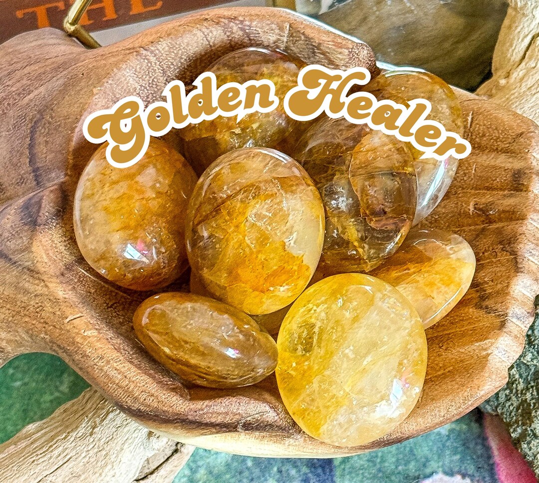 Golden Healer Quartz Palm. Align + Balance, Yellow Hematoid Quartz - Etsy