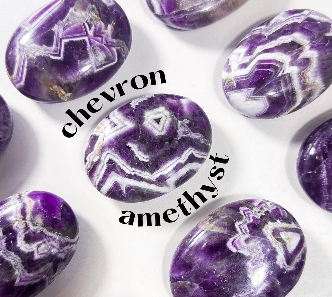Chevron Amethyst Palm Stones, Protection + Calming, Amethyst Palm Stone ...