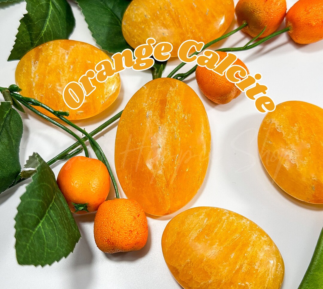 Super JUICY Orange Calcite Palm Stone, Energize + Cleanse, Orange ...