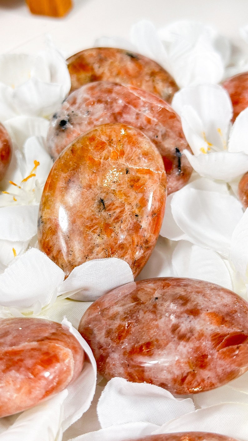 Flashy Sunstone Palm Stone: Sacral & Solar Plexus Chakras (2.00-2.50 ...