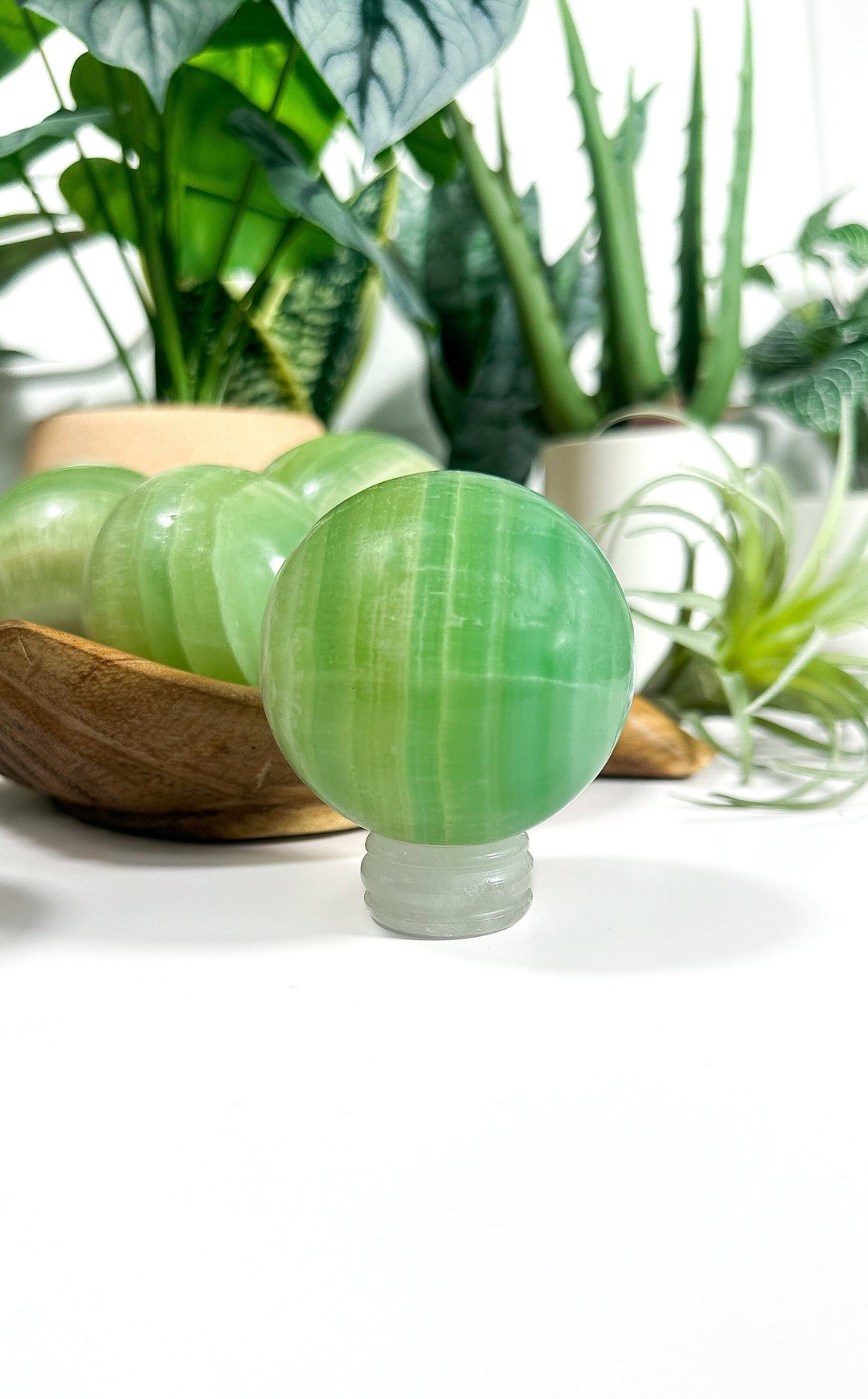 Soothing Pistachio Calcite Spheres (60-70mm), Stress Relief ...