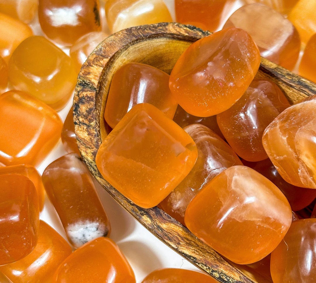 Gemmy Honey Calcite Tumbles: Energy Cleansing Crystals (25-40mm) - Etsy