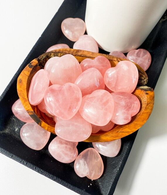 Mini Rose Quartz Hearts Stone of Love Rose Quartz Hearts - Etsy