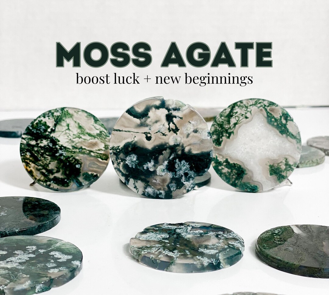 Natural Moss Agate Disk: Good Luck Stone, Fresh Start Decor - Etsy