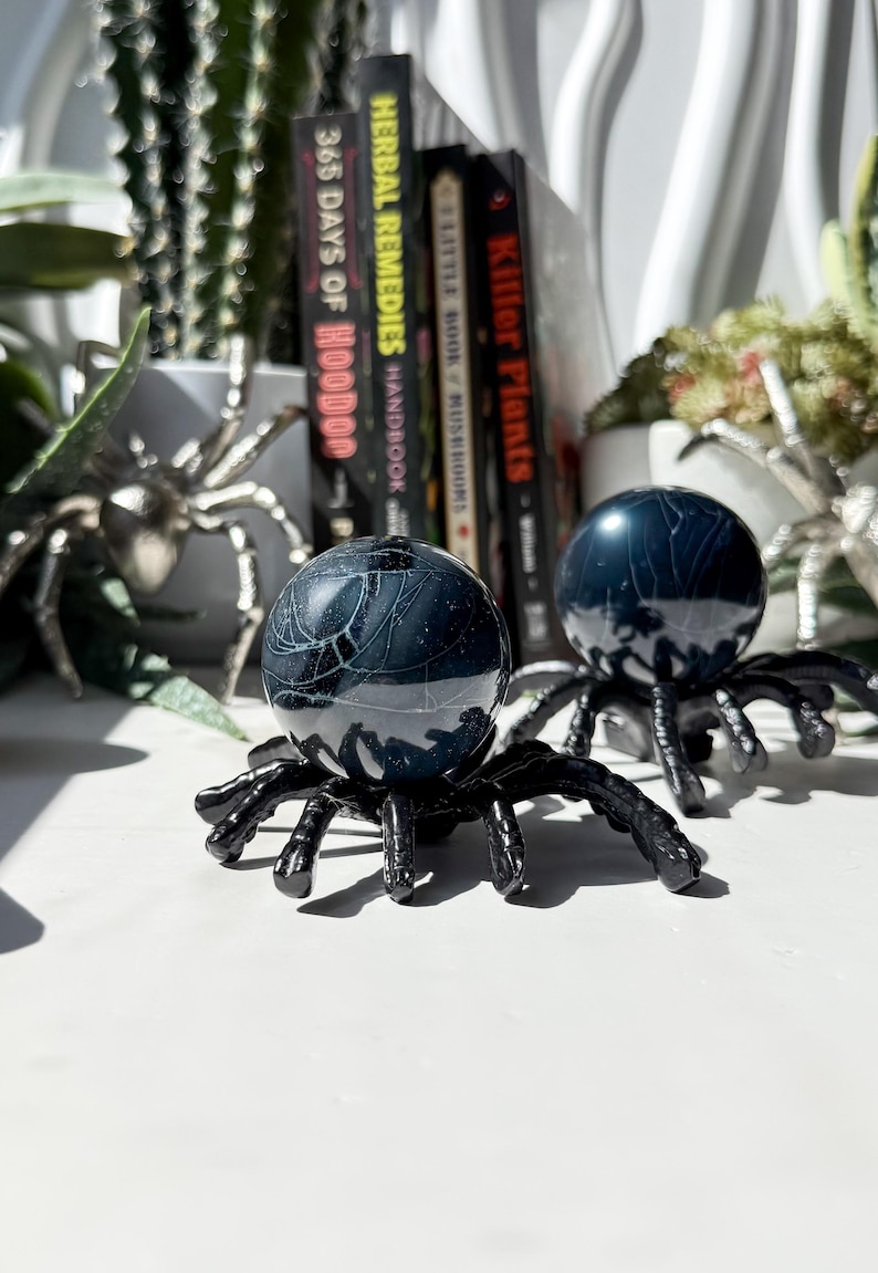Spiderweb Obsidian Sphere | Grounding + Protection Crystal Ball - Etsy