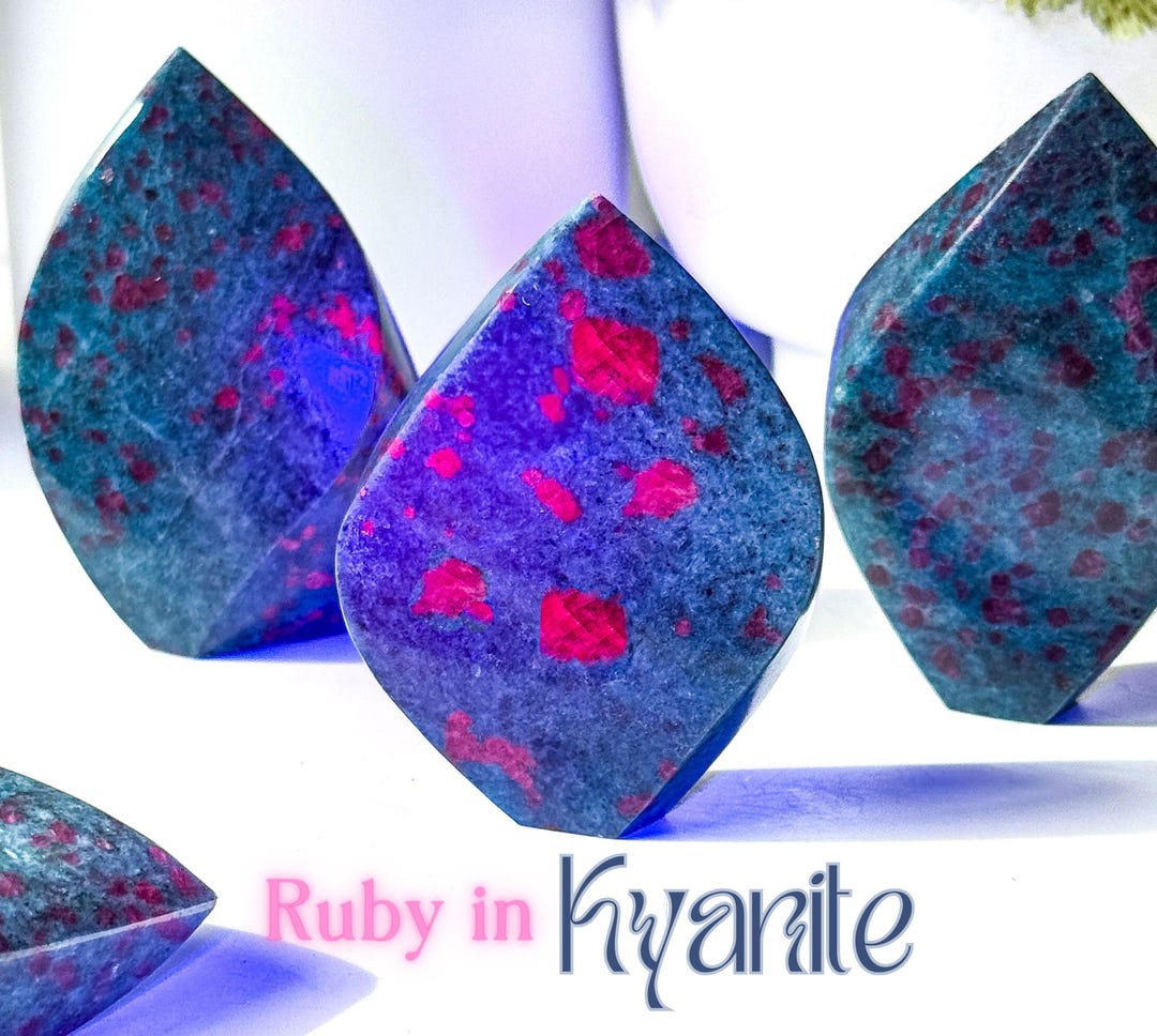 Ruby in Kyanite “genie Lamp” Flames, Tucson Gem Show Find, Ruby in ...