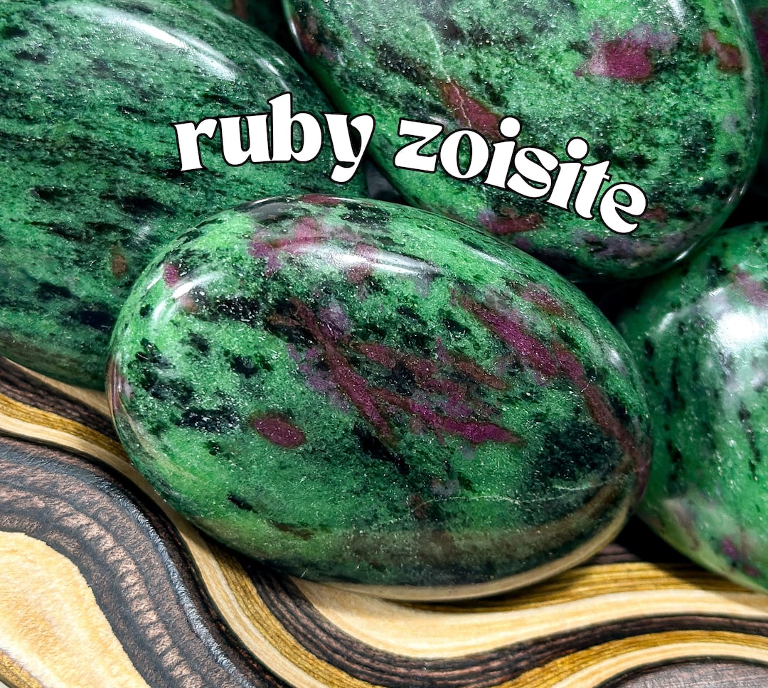 Ruby in Zoisite Palm Stones, Rebirth + Strength, Ruby Zoisite Palm Stones, UV Reactive, Chakras ...