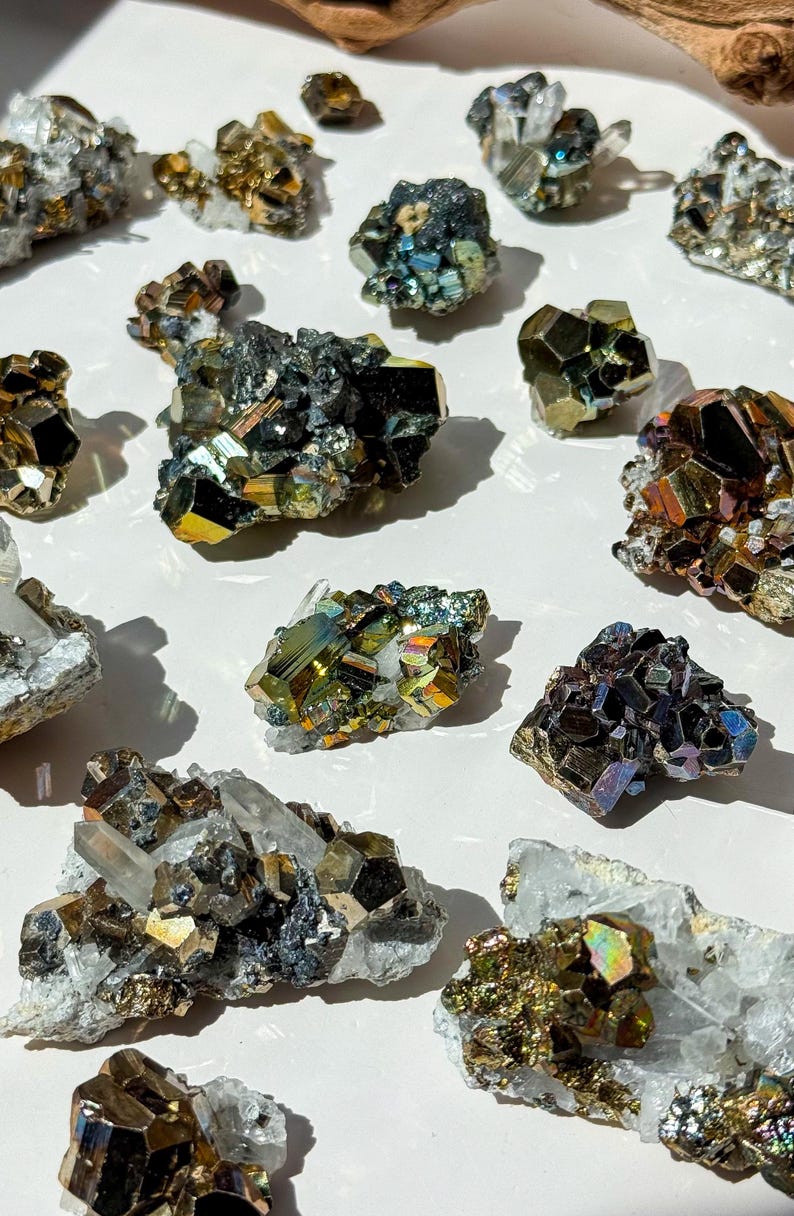 Rainbow Iridescent Pyrite Cluster – Crystal for Collection, Energy Work ...
