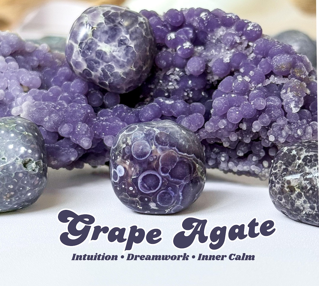High Vibrational Grape Agate Tumbles, High-grade Grape Agate Tumbles ...